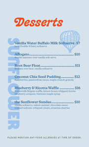 Menu – Sunflower Caffè