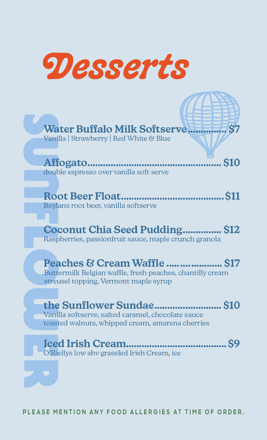 Menu – Sunflower Caffè