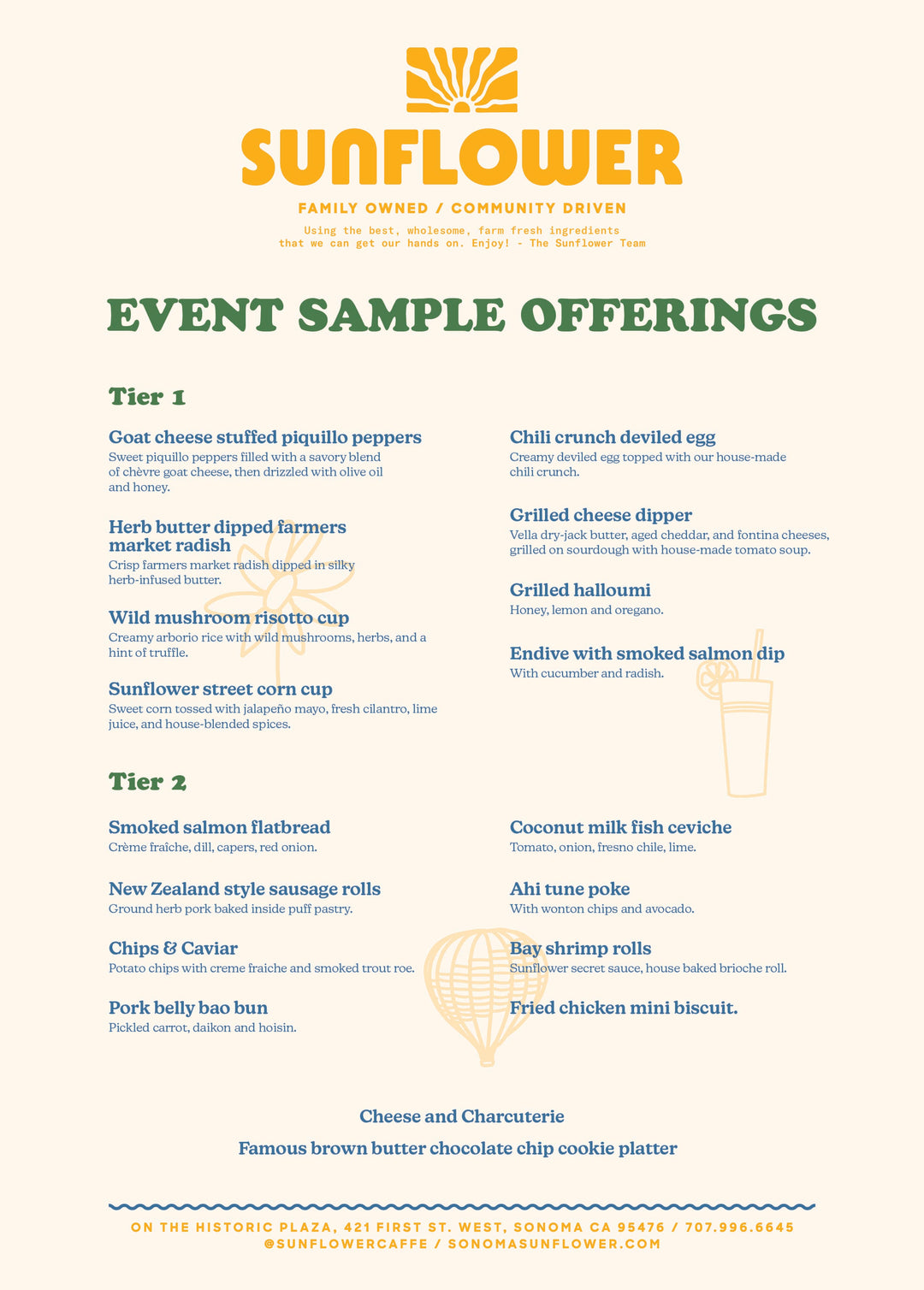 Event Menu – Sunflower Caffe