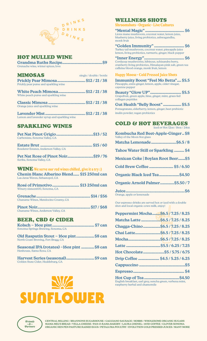 Menu – Sunflower Caffè