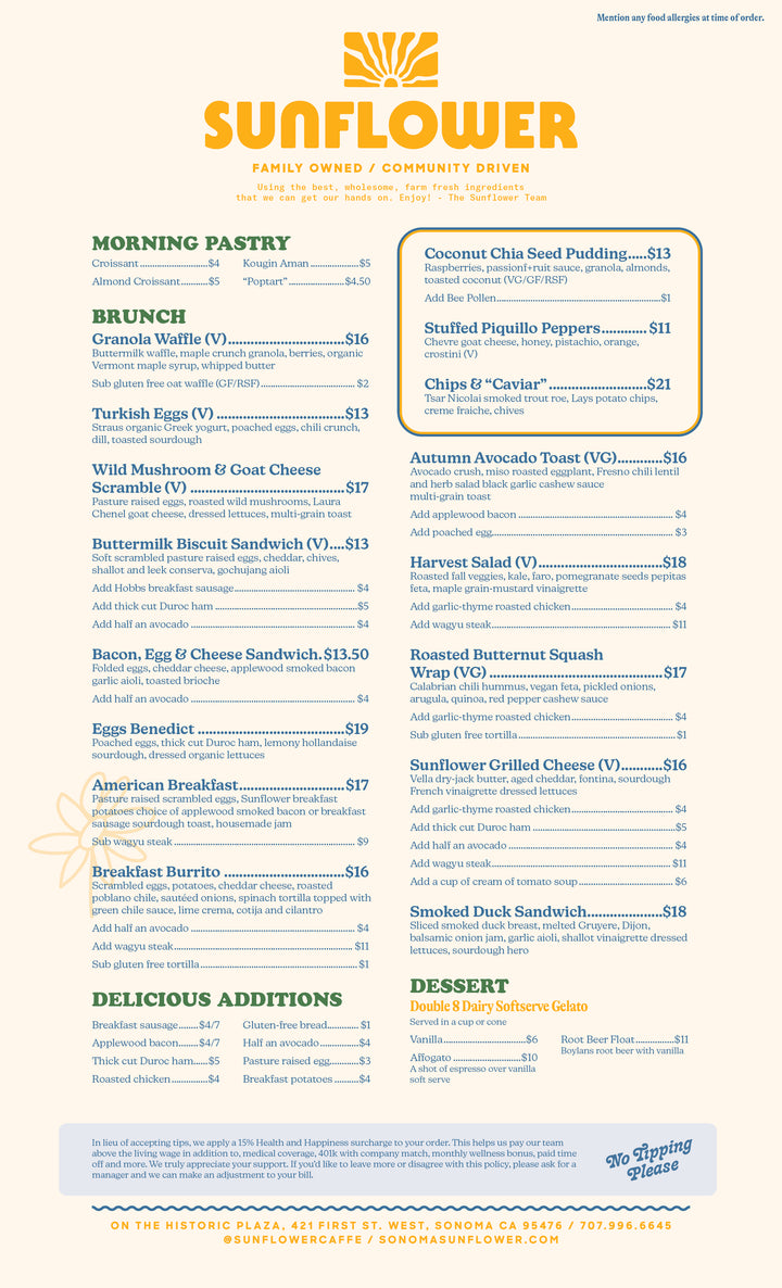 Menu – Sunflower Caffè