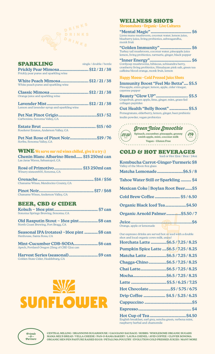 Menu – Sunflower Caffé