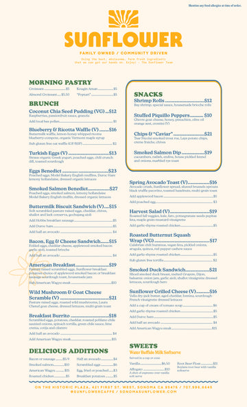 Menu – Sunflower Caffè