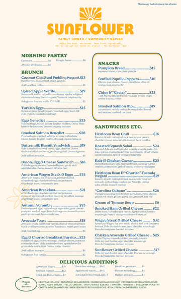 Menu – Sunflower Caffè