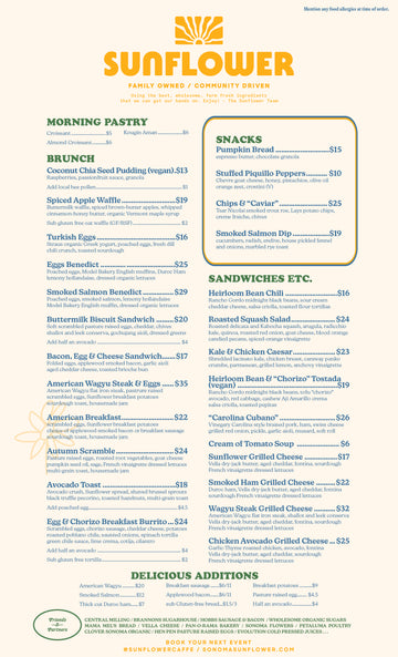 Menu – Sunflower Caffè