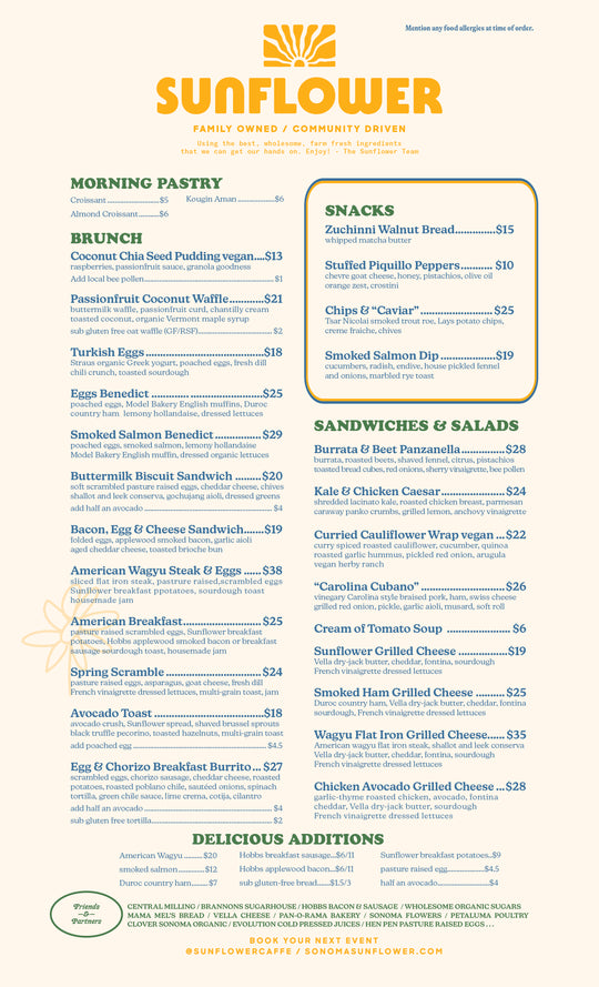 Menu – Sunflower Caffè