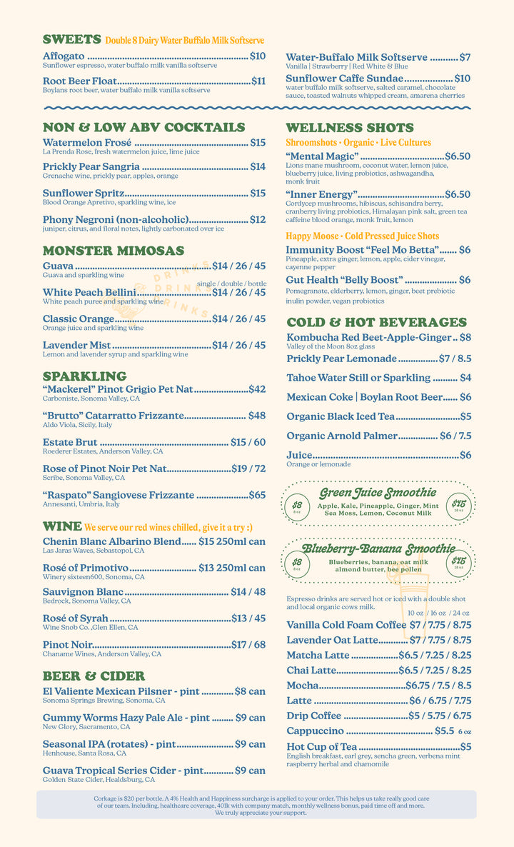 Menu – Sunflower Caffè