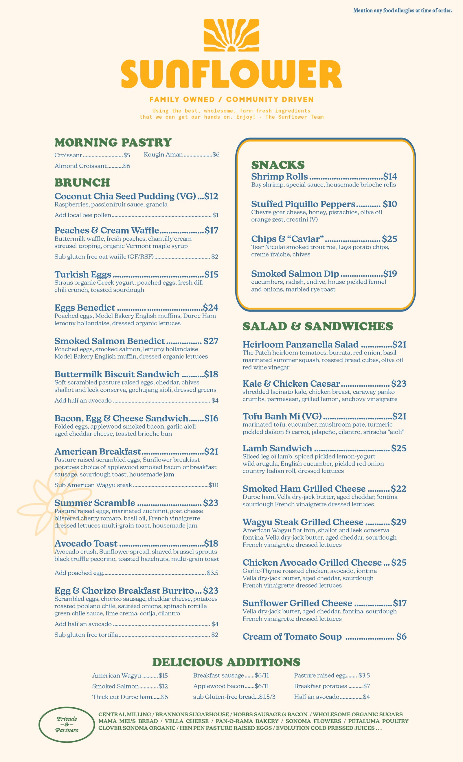 Menu – Sunflower Caffè