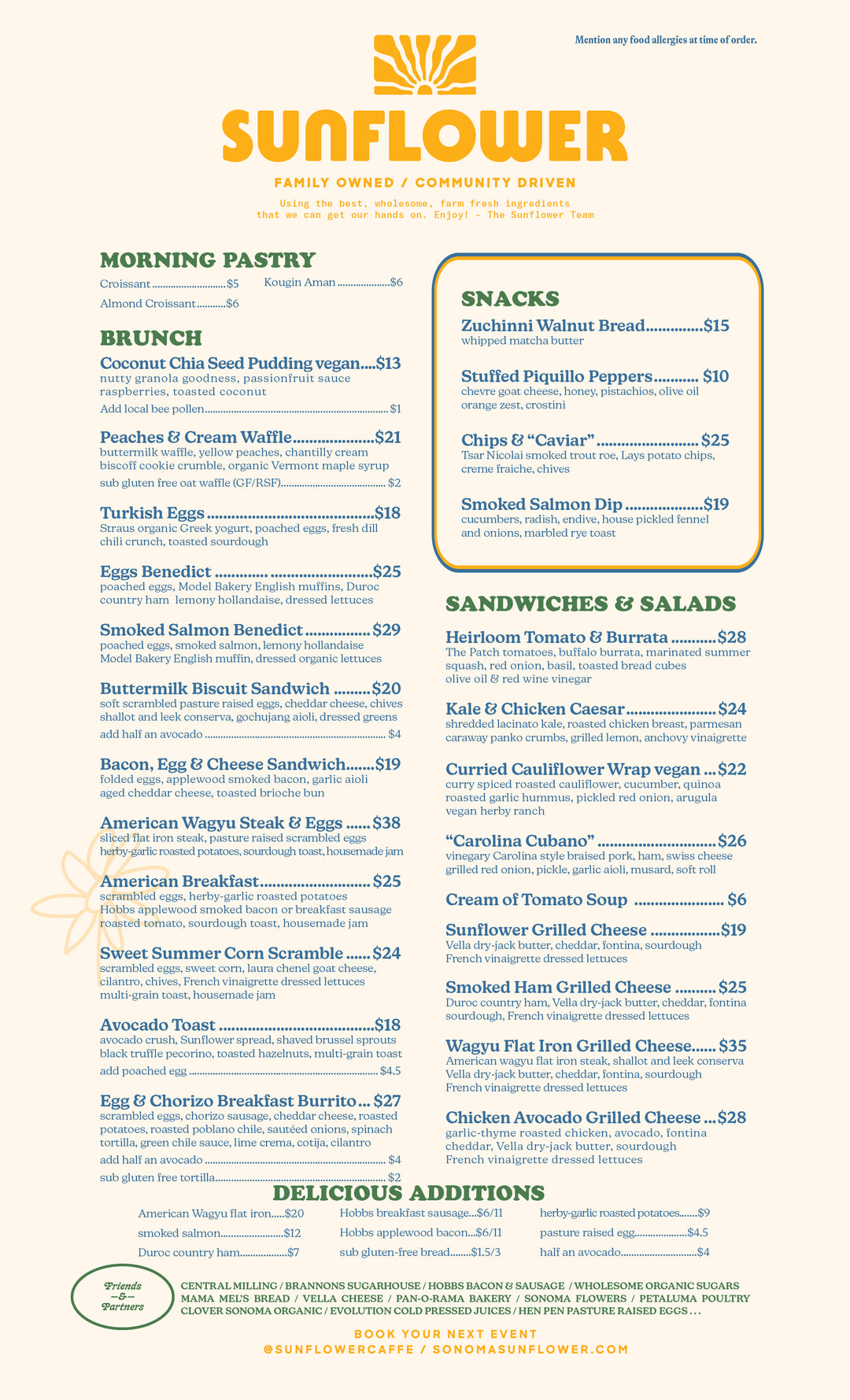 Menu – Sunflower Caffè