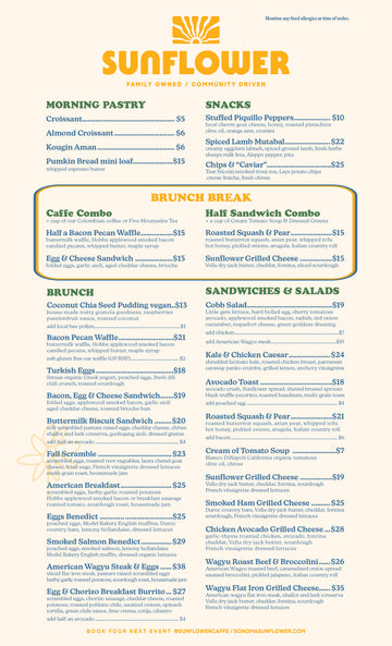 Menu – Sunflower Caffe