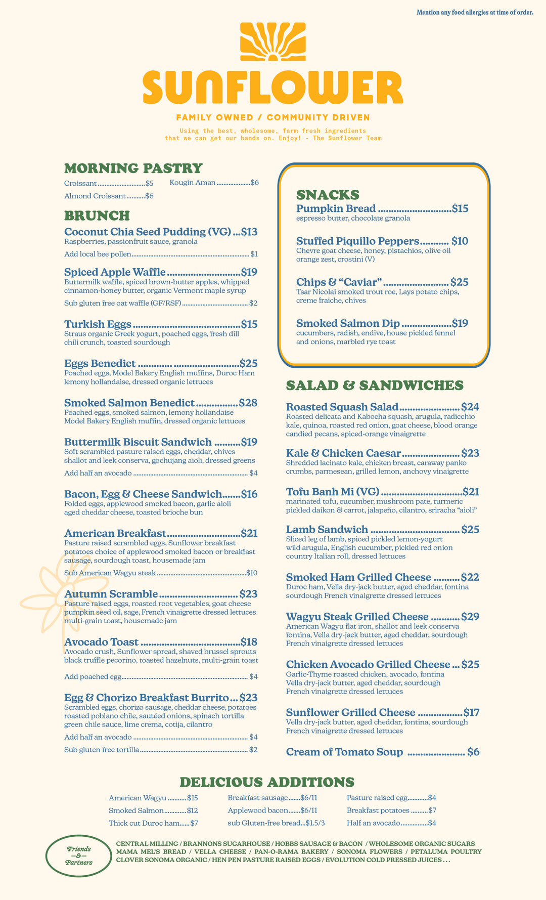 Menu – Sunflower Caffè