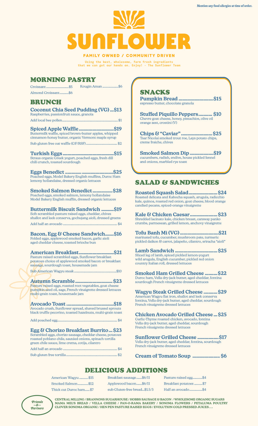 Menu – Sunflower Caffè